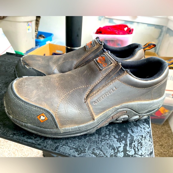 Merrell | Shoes | Merrell Safety Work Moc Composite Toe Mens Leather ...